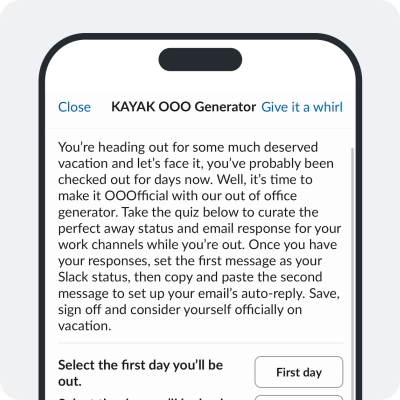 Slack OOO Generator - KAYAK