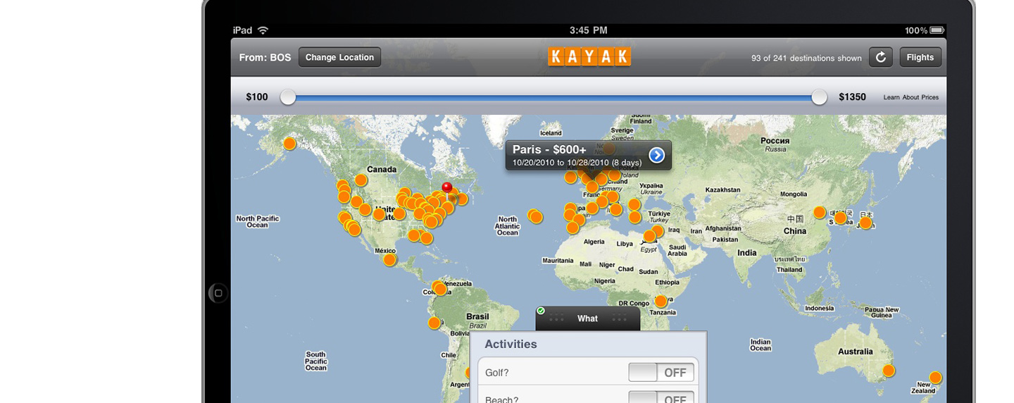 KAYAK adds map-based search tool to the site's popular iPad app ...